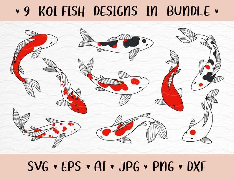 Koi SVG Bundle Vector EPS DXF Files for Cricut - Etsy Australia