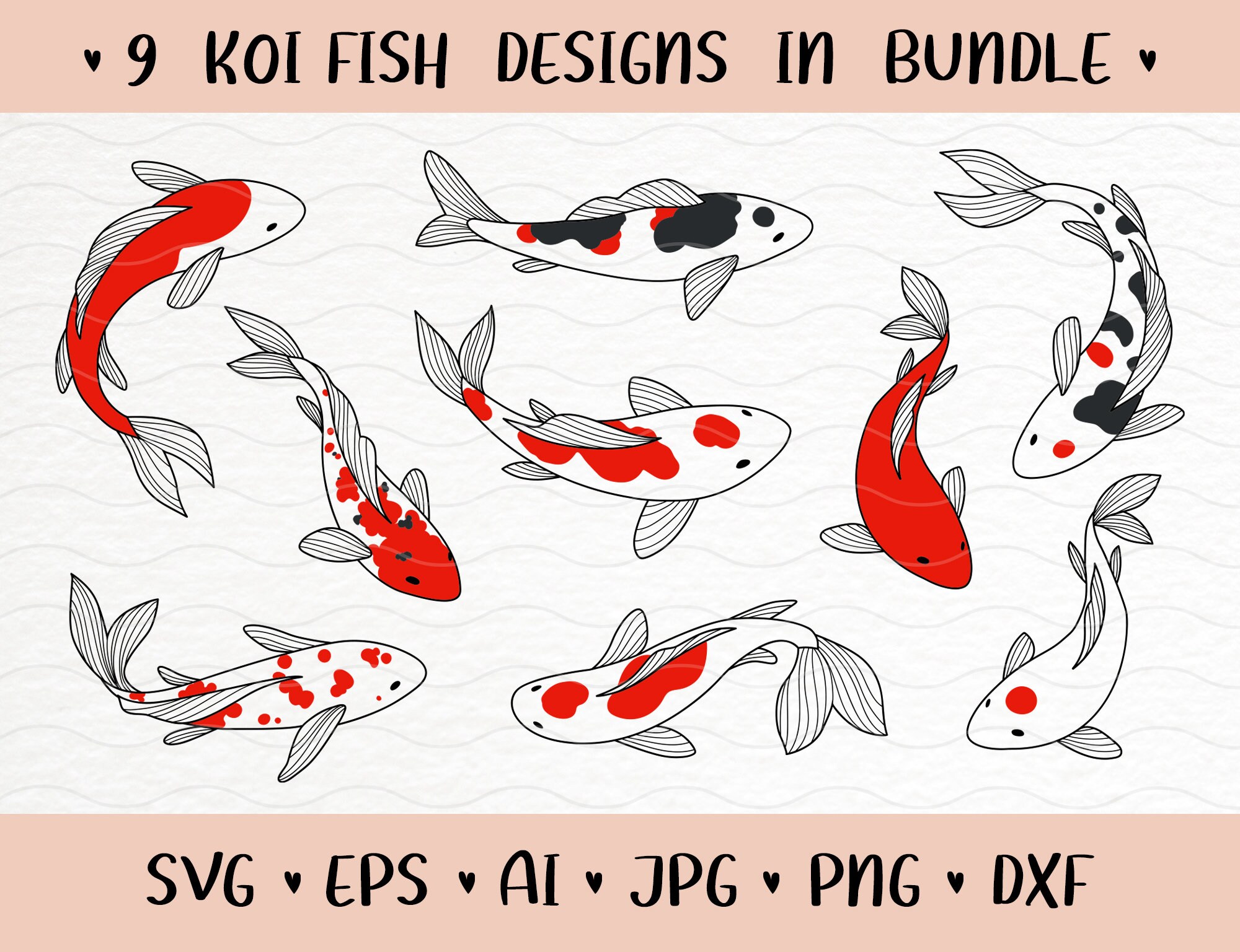 Koi SVG Bundle Vector EPS DXF Files for Cricut - Etsy Canada