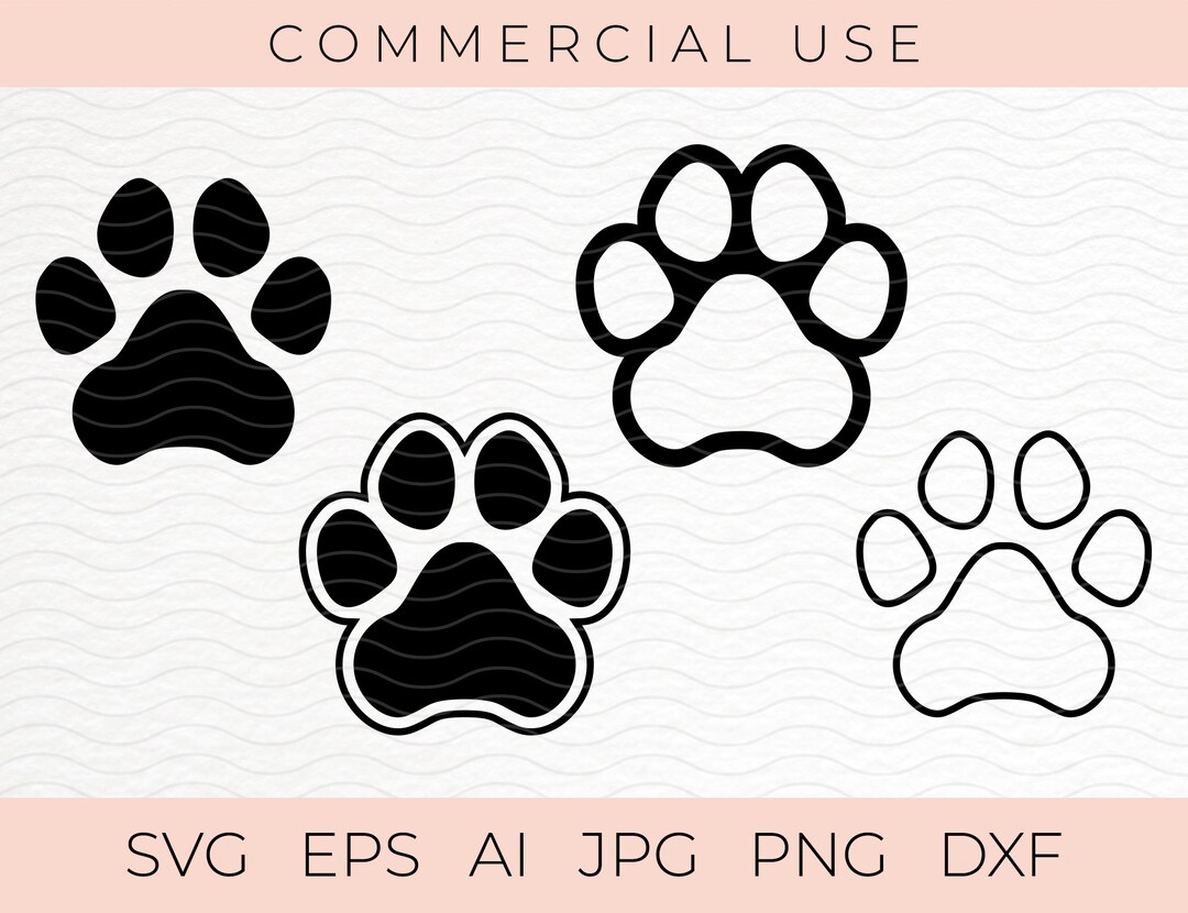 Dog Paw SVG Bundle Vector, EPS, DXF Files for Cricut, Silhouette ...