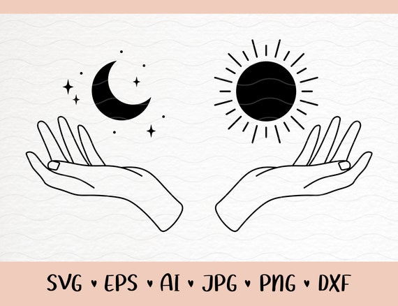 Hands Holding Sun and Moon SVG/ EPS/ AI Instant Download. | Etsy