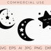 Moon, Stars and Clouds SVG Bundle Files for Cricut, Silhouette Star ...