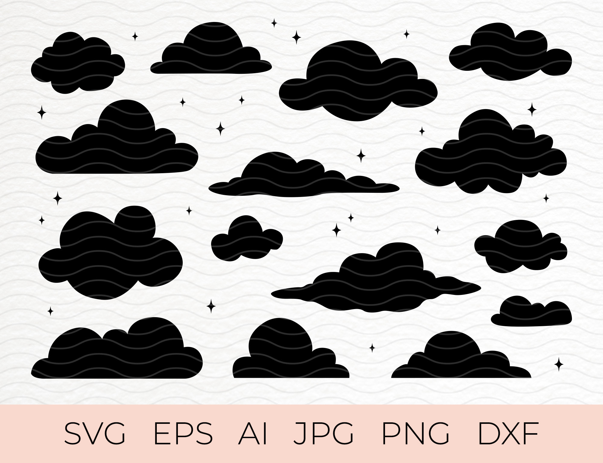 Cloud Svg Bundle Vector Eps Dxf Files For Cricut Etsy