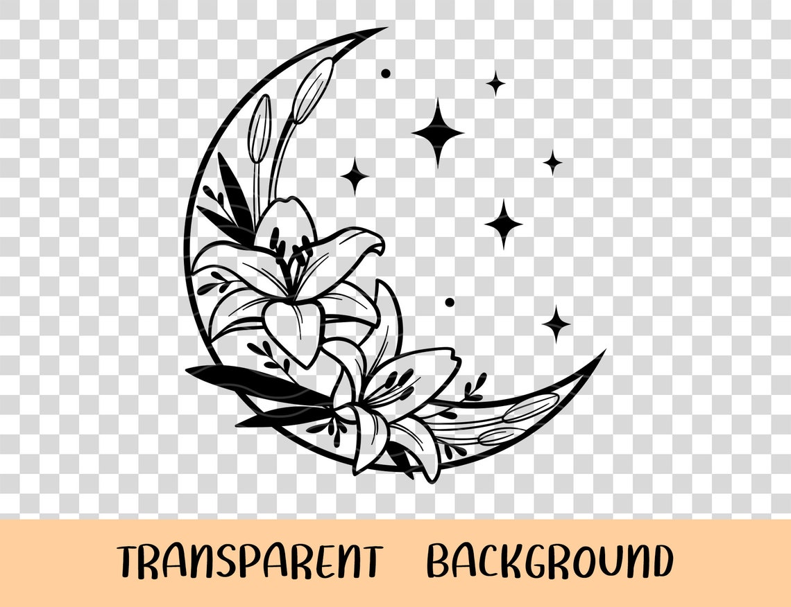 Floral Moon SVG Files for Cricut Silhouette Cut Files - Etsy