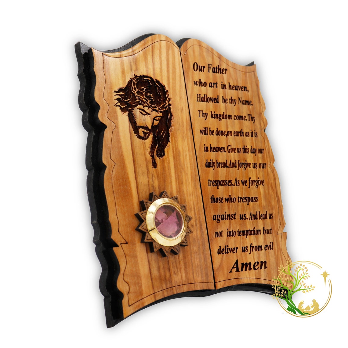 Our Father Prayer Wall Art Olive Wood Lords Prayer Plaque - Etsy