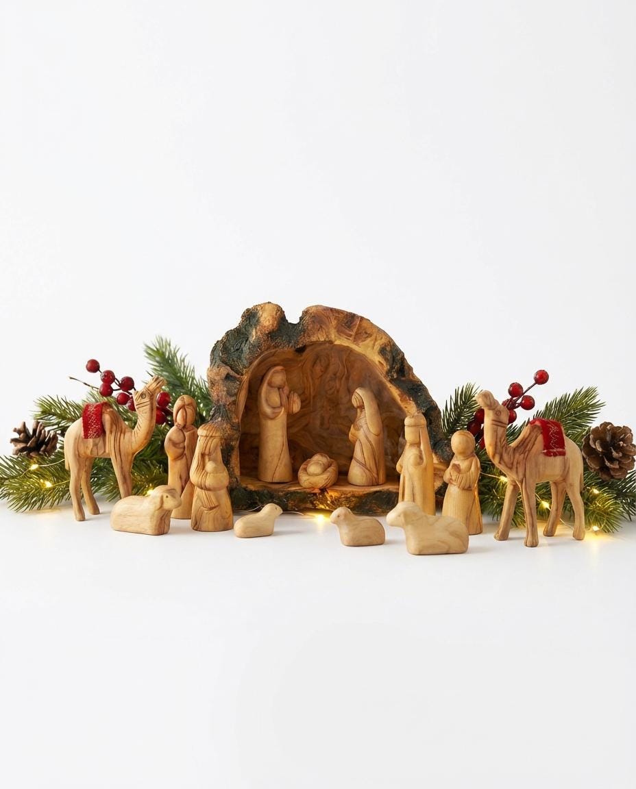 Hand Carved Olive Wood Nativity Set: Holy Land Christmas Decor - Etsy UK