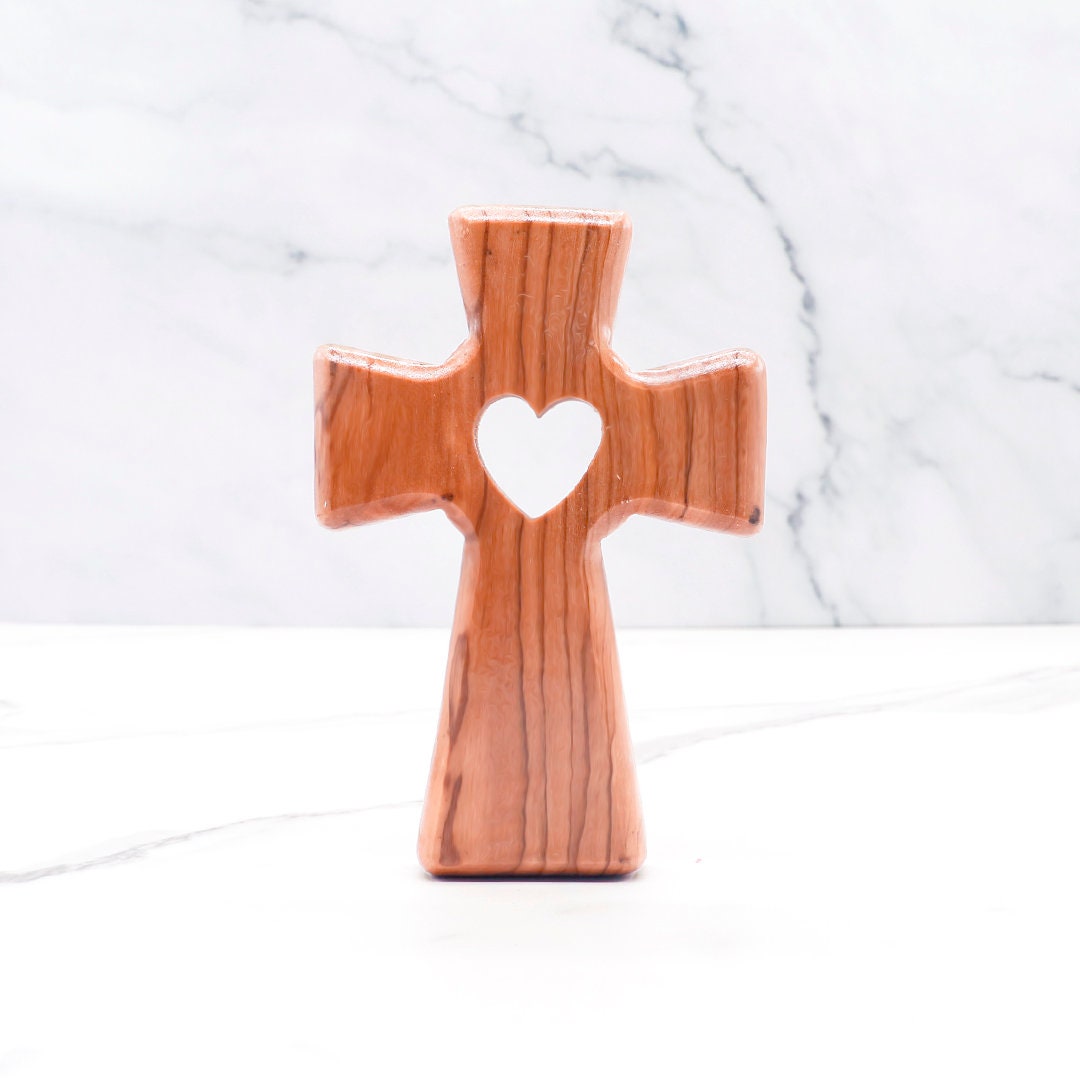 Customizable Cross With Heart From the Holy Land - Sacred Heart Wall or ...
