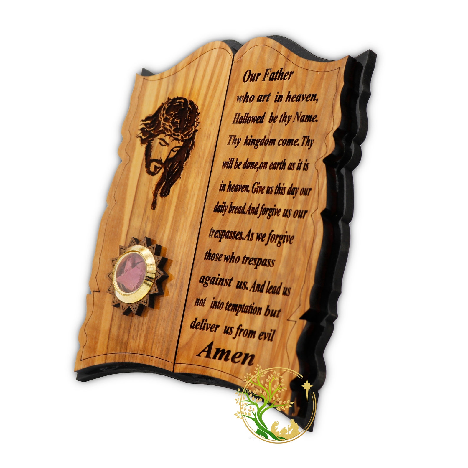 Our Father Prayer Wall Art Olive Wood Lords Prayer Plaque - Etsy