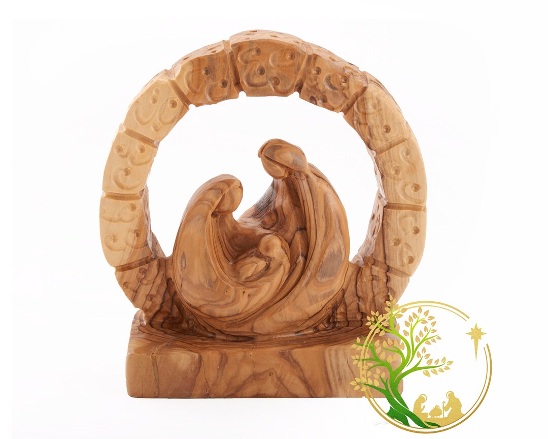 Unique Holy Family Figurine - Olive Wood Holy Family Nativity Statue ...