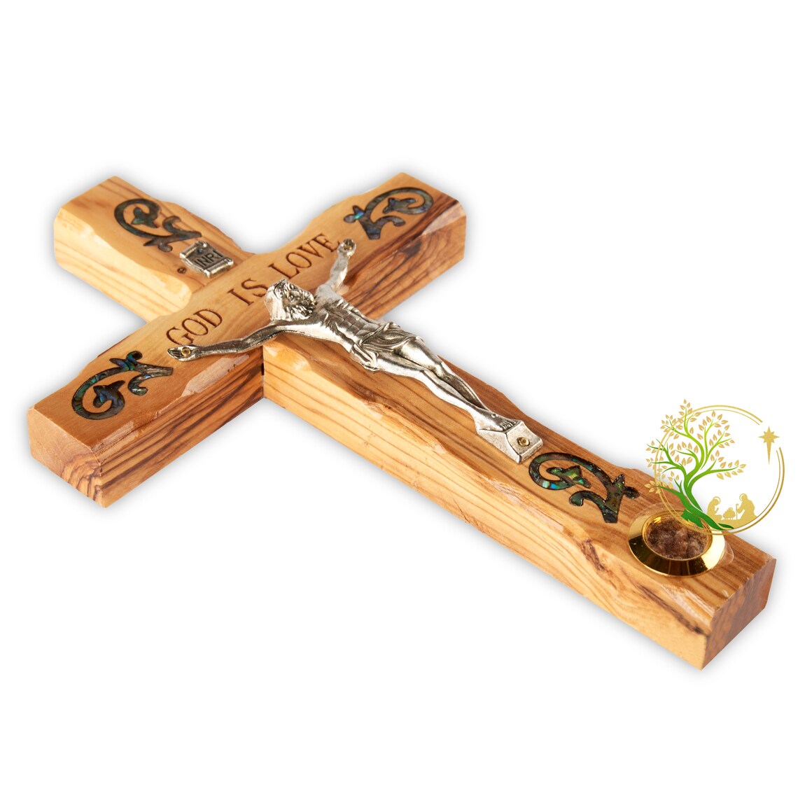 Catholic Crucifix Wall Cross Décor Olivewood & Mother of | Etsy