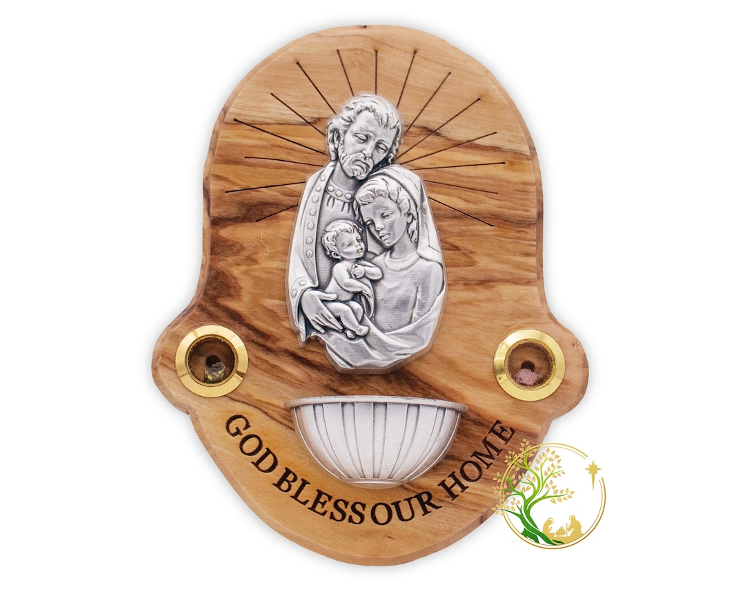 Blessed Holy Water Font for Wall | Holy Family Plaque | Sacred Catholic ...
