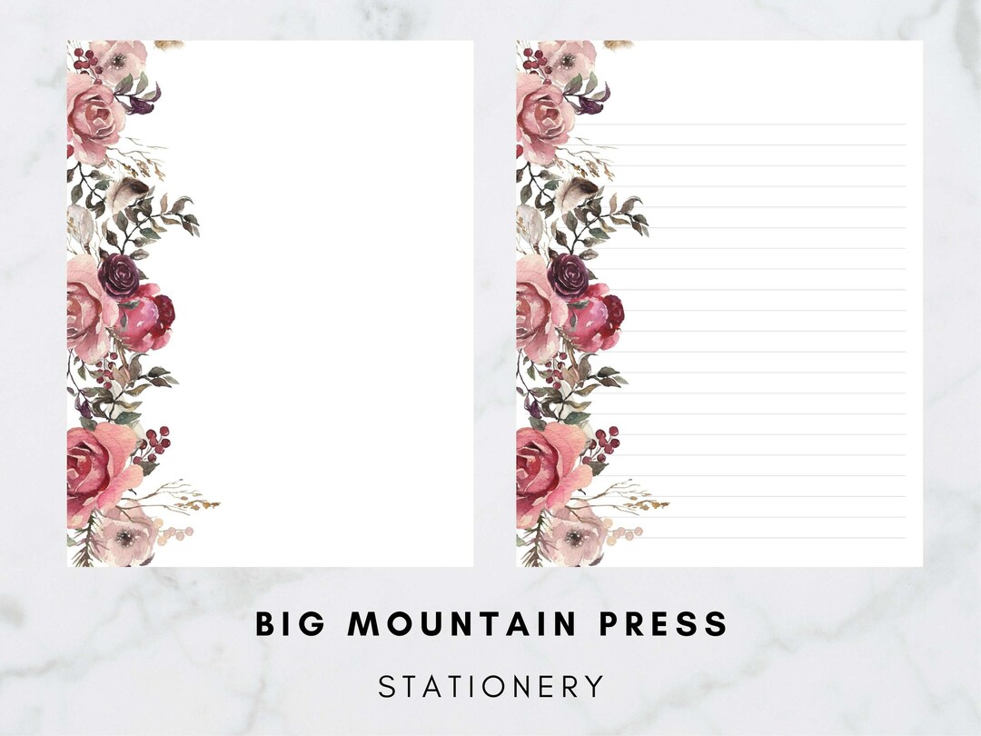 Elegant Floral Watercolor Stationery Print | Letter Writing ...