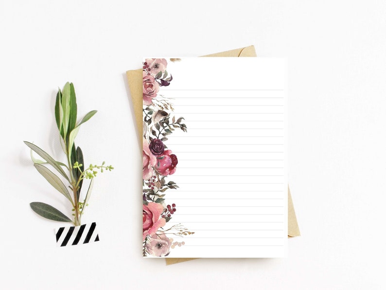 Elegant Floral Watercolor Stationery Print | Letter Writing ...