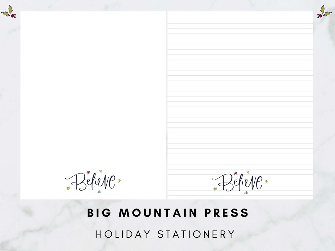 Believe Writing Paper | Printable Stationery | Christmas Stationary | 8 ...