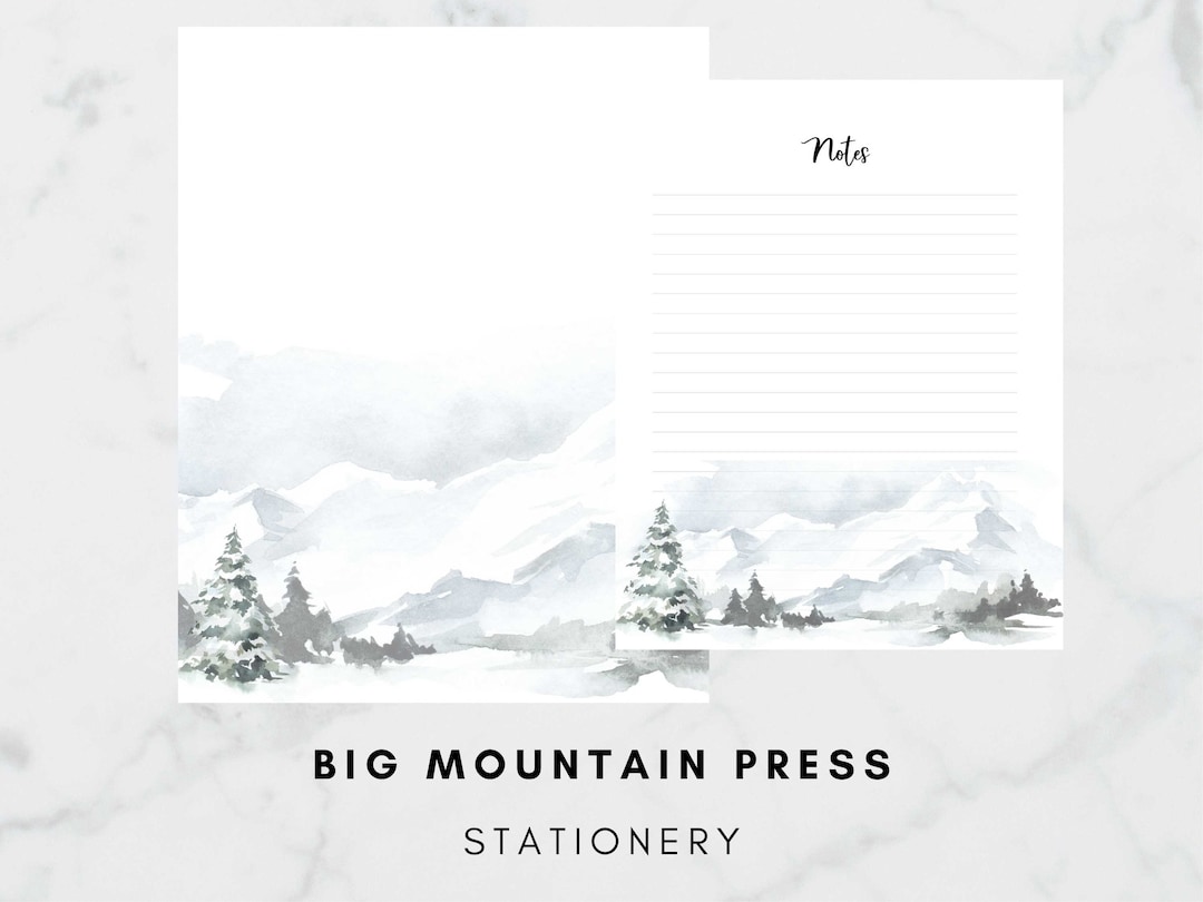 Winter Mountain Landscape Printable Stationery | Letter Writing ...
