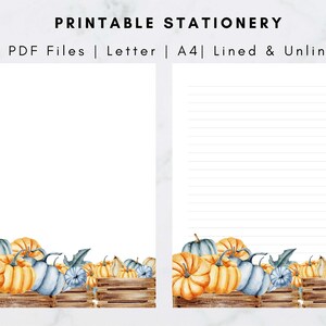 Pumpkin Basket Landscape Printable Stationery | Fall Decor | Letter ...