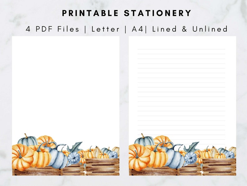 Pumpkin Basket Landscape Printable Stationery | Fall Decor | Letter ...