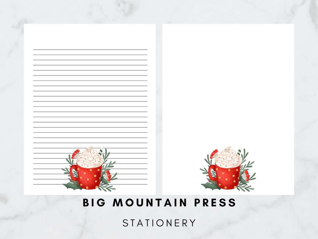 Christmas Hot Chocolate in Red Mug Downloadable Stationery | Letter ...