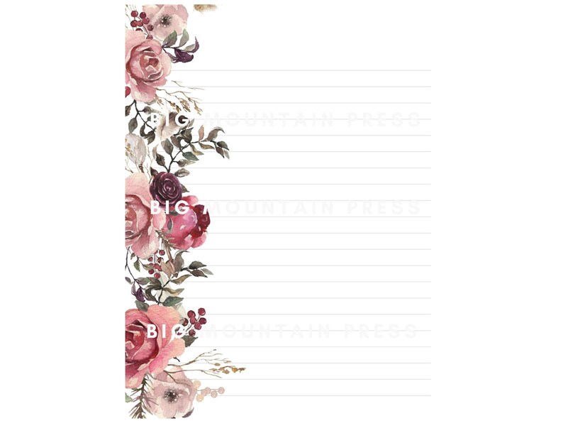 Elegant Floral Watercolor Stationery Print | Letter Writing ...