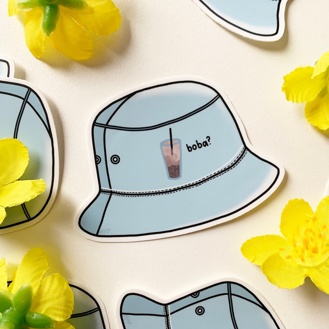 Boba Bucket Hat Sticker - Etsy