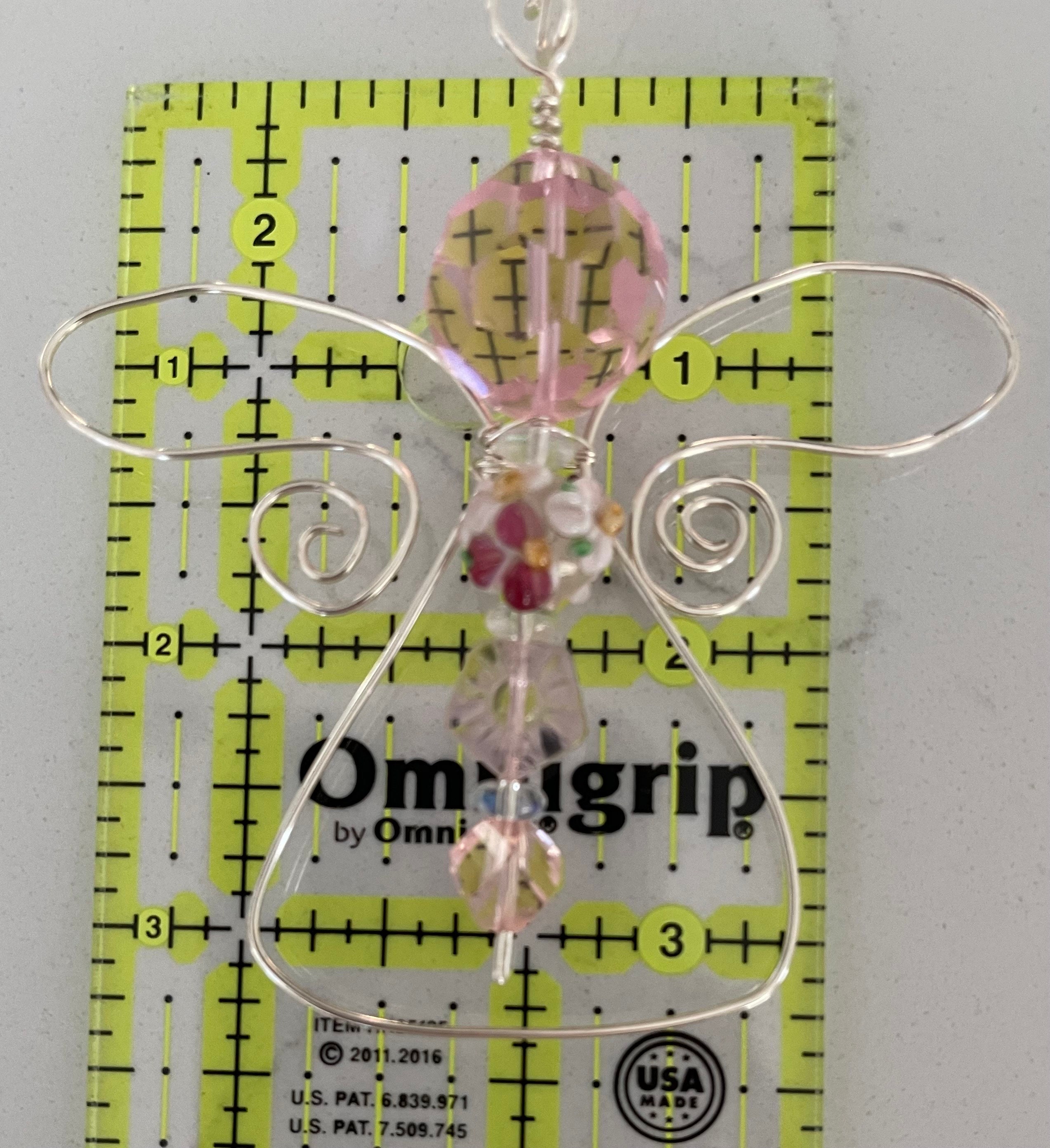 Handcrafted Beaded Wire Shaped Angel Ornament/suncatcher With Glass ...