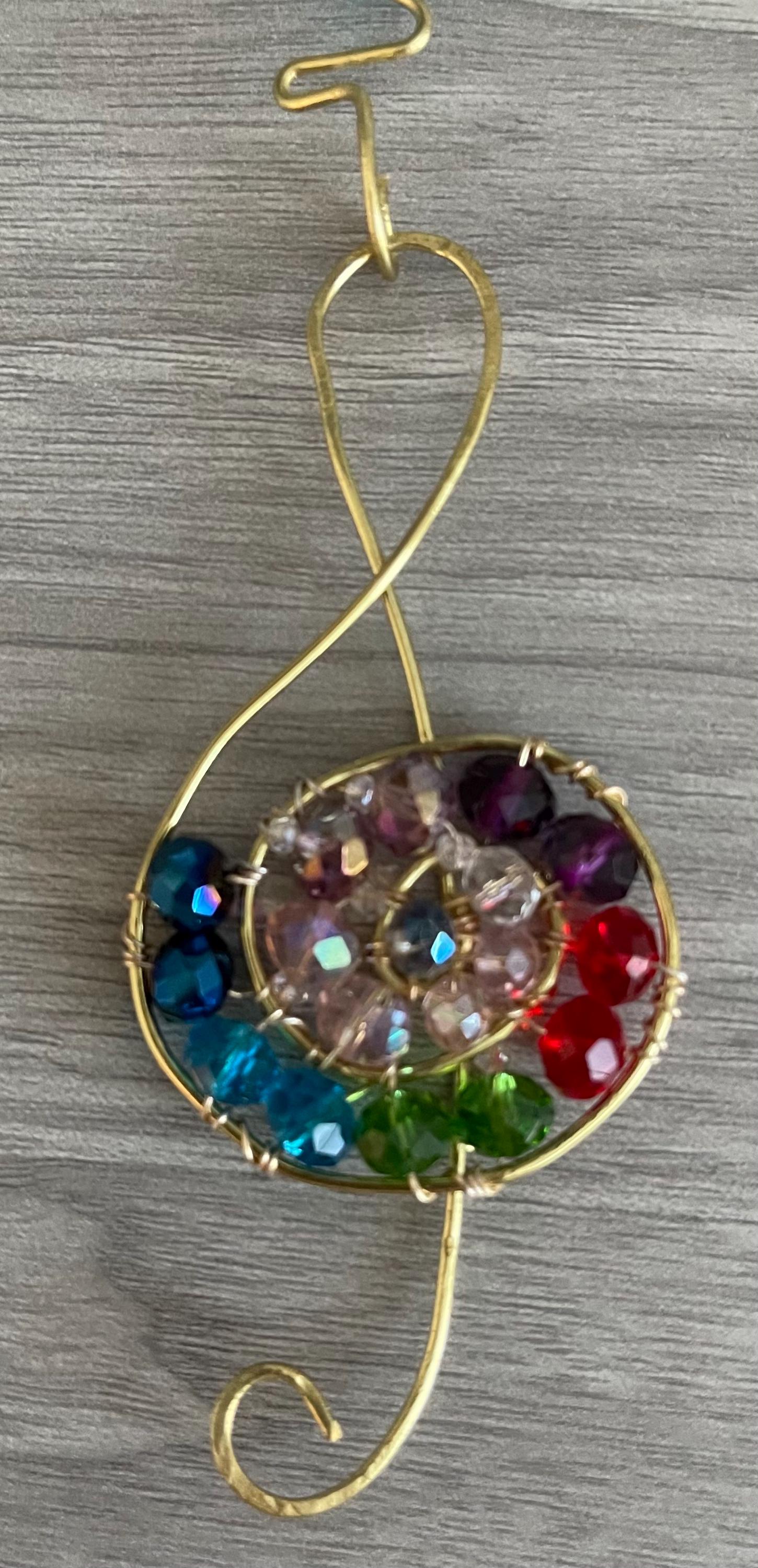 Treble Clef Symbol Ornament for the Music Lover Wire Shaped With Glass ...