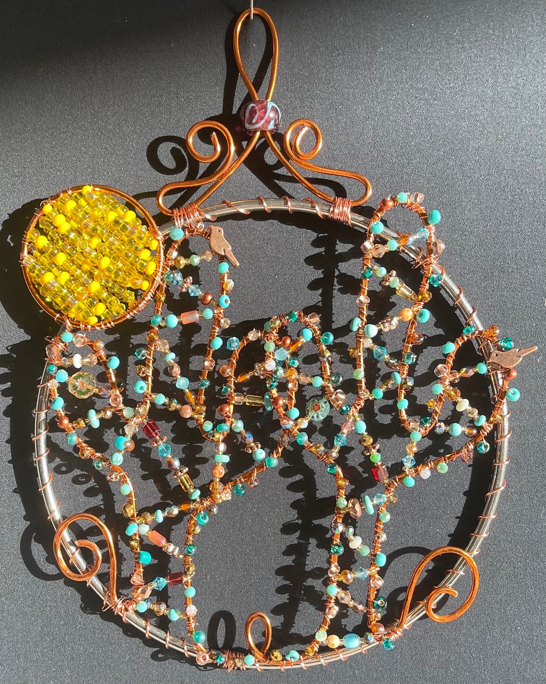Handcrafted Copper Coloration Cactus Beaded Suncatcher - Etsy