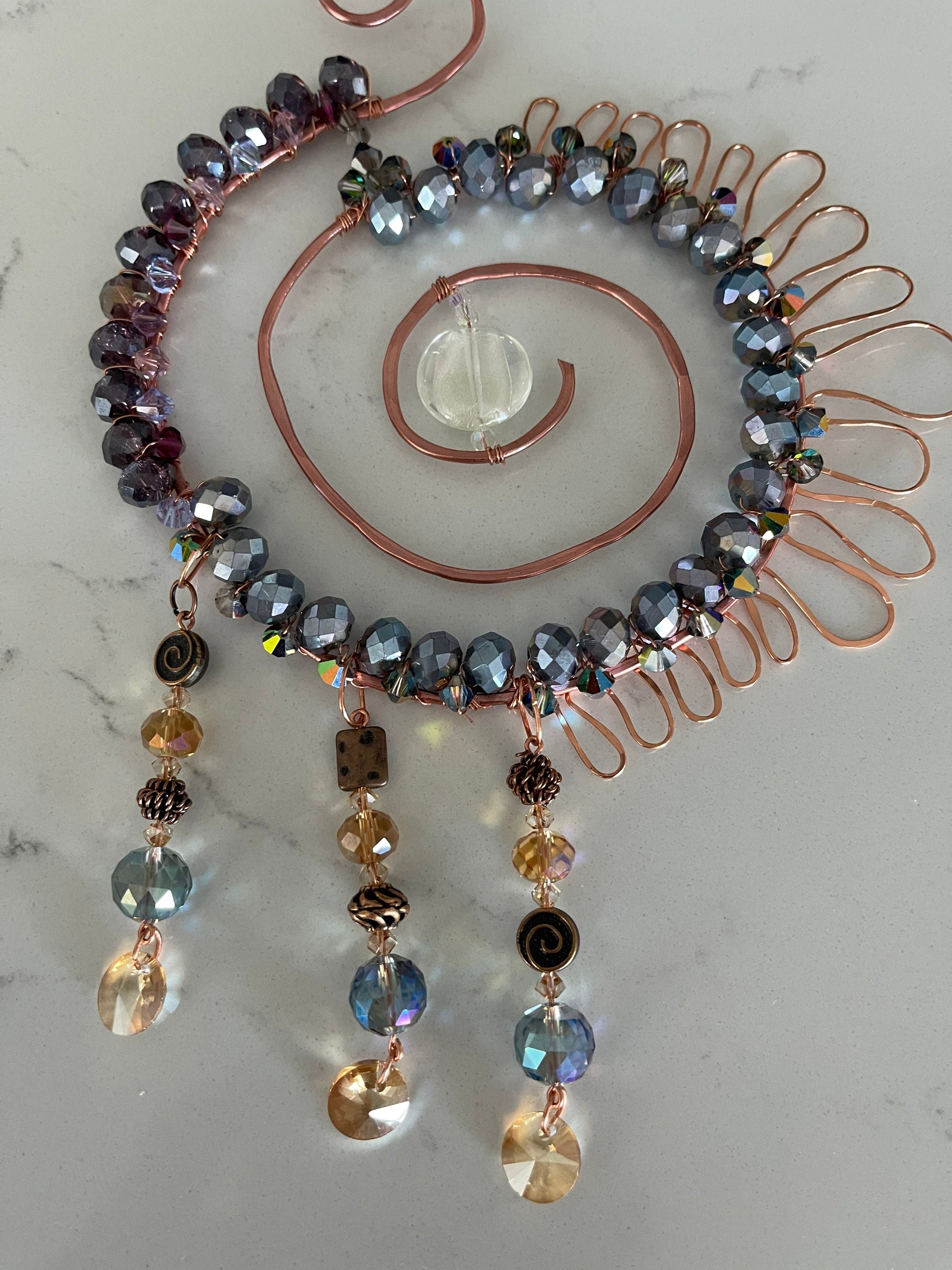 Handcrafted Copper Coloration Multicolored Spiral Beaded Suncatcher - Etsy