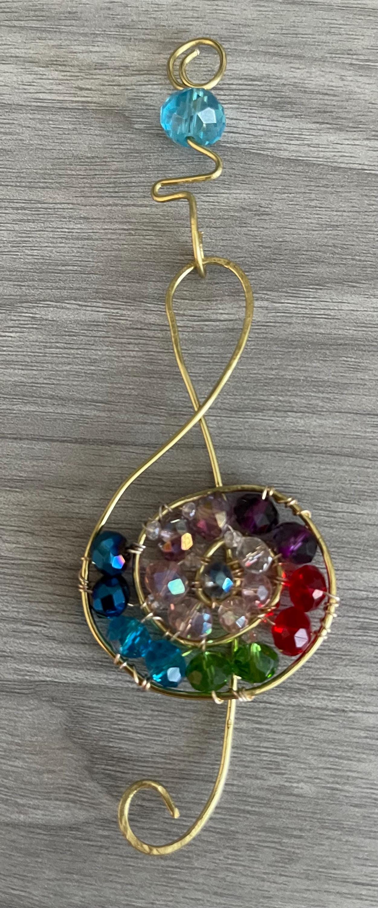 Treble Clef Symbol Ornament for the Music Lover Wire Shaped With Glass ...