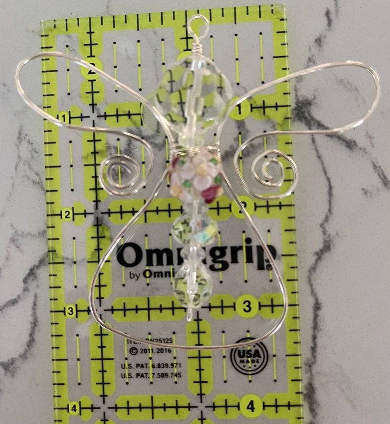 Handcrafted Beaded Wire Shaped Angel Ornament/suncatcher With Glass ...