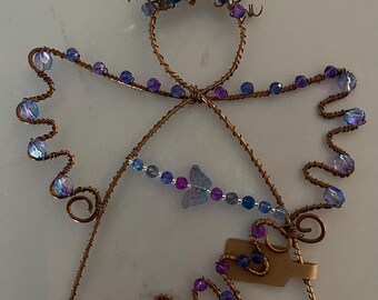 Handcrafted Beaded Wire Shaped Angel Ornament/suncatcher With Glass ...
