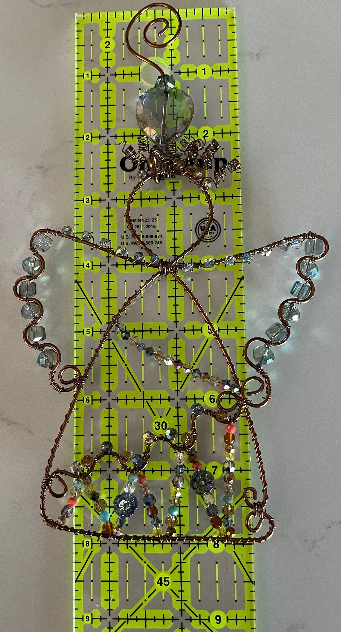 Handcrafted Antique Coloration Beaded Wire Shaped Angel With Sparkly ...