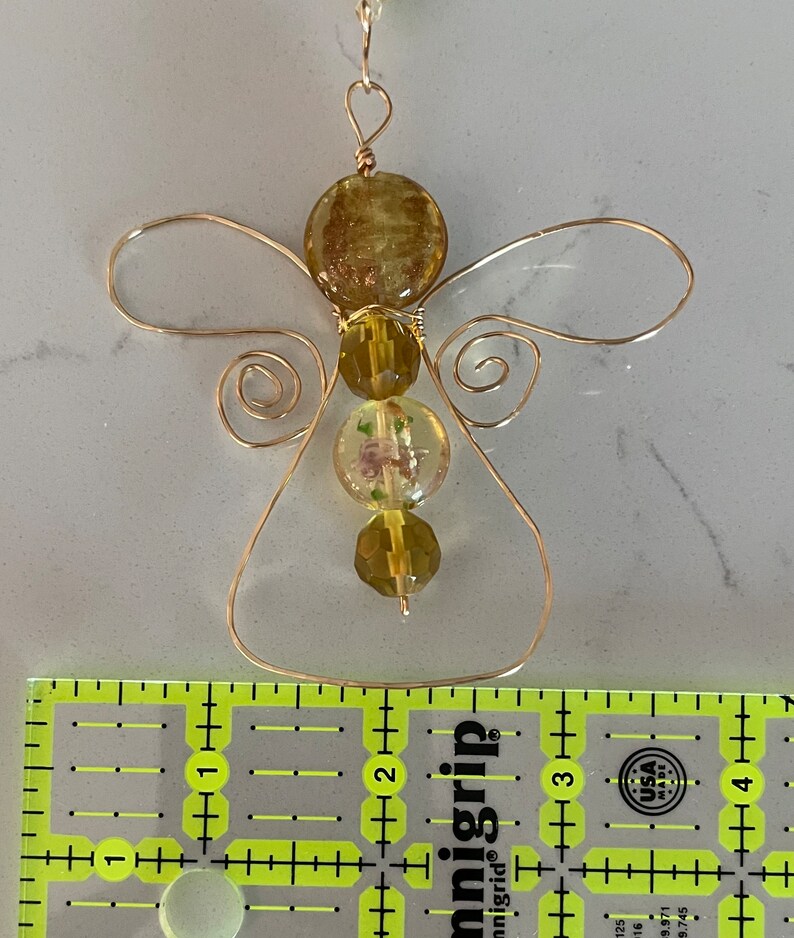 Handcrafted Beaded Wire Shaped Angel Ornament/suncatcher With Glass ...