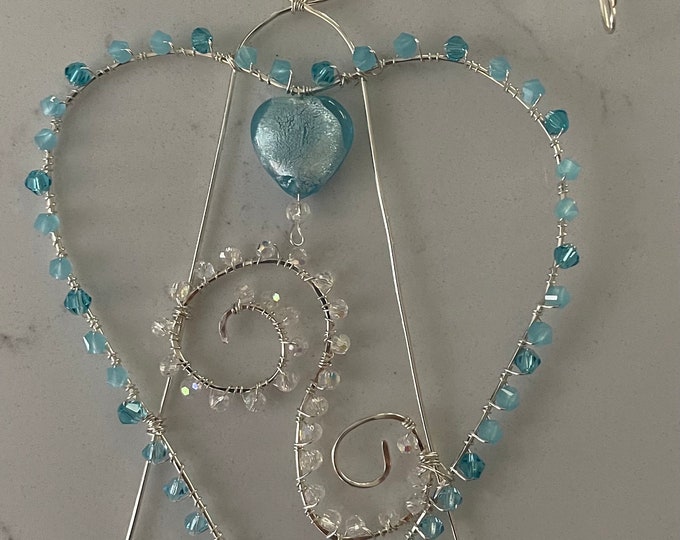 Handcrafted Beaded Wire Shaped Angel Ornament With Sparkly Crystal ...