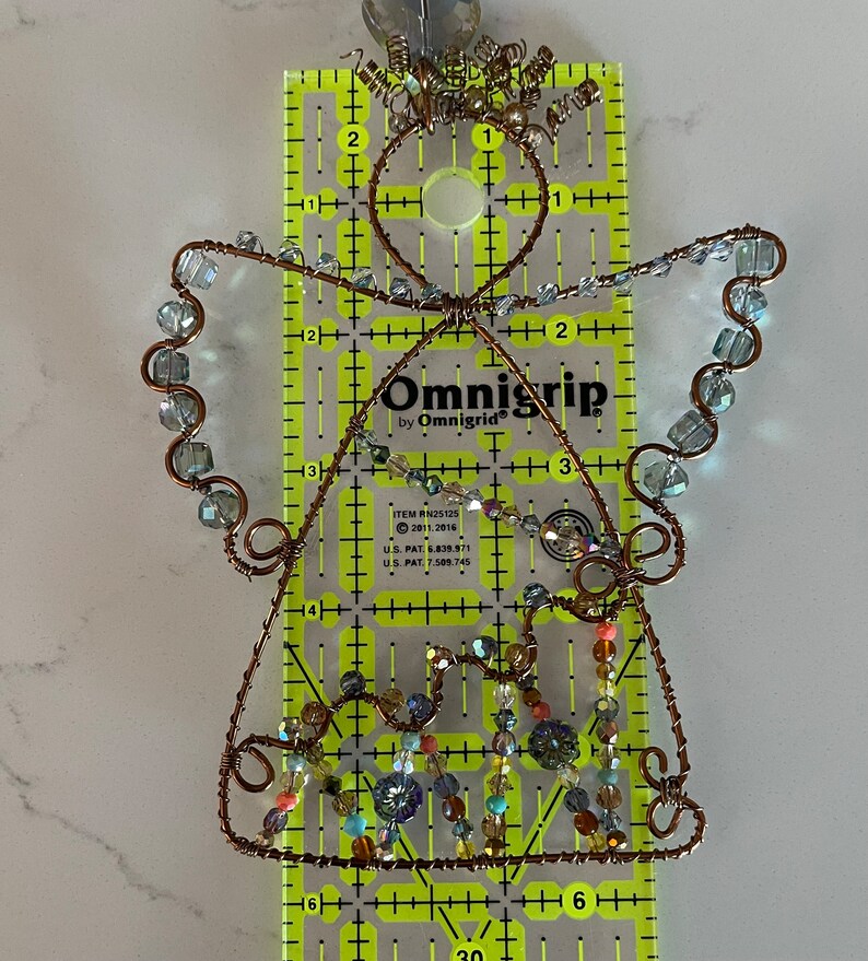 Handcrafted Antique Coloration Beaded Wire Shaped Angel With Sparkly ...