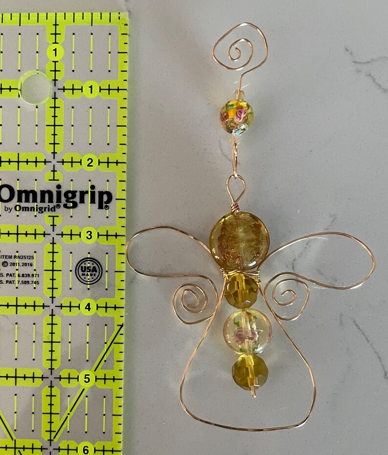 Handcrafted Beaded Wire Shaped Angel Ornament/suncatcher With Glass ...