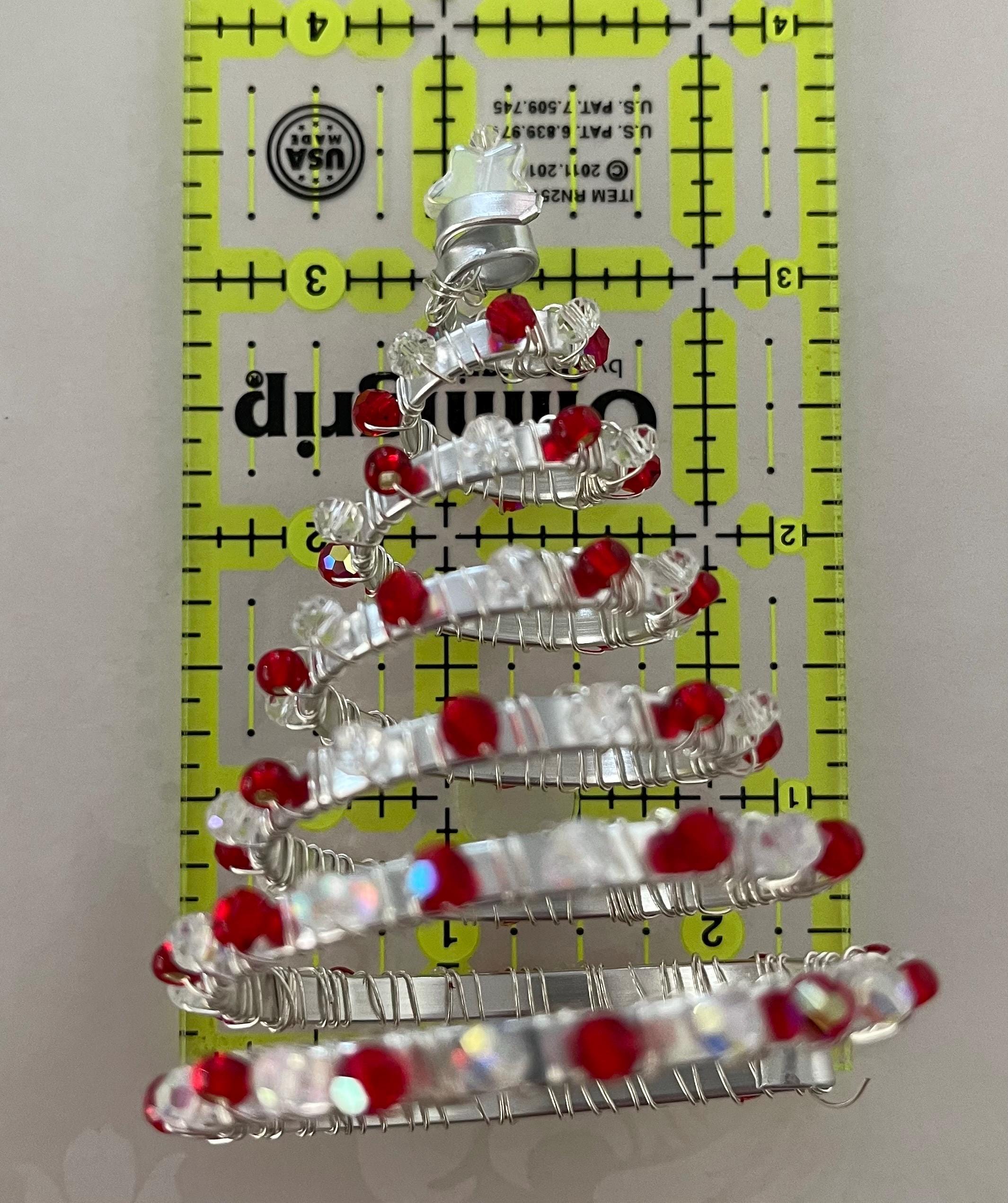 Spiral Silver Coloration Beaded Wire Shaped Tree With Red/clear Crystal ...