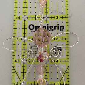 Handcrafted Beaded Wire Shaped Angel Ornament/suncatcher With Glass ...