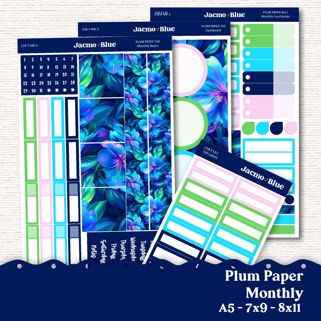 Extrovert Plum Paper Monthly Sticker Kit for 8x11 7x9 A5 Planners - Kit ...
