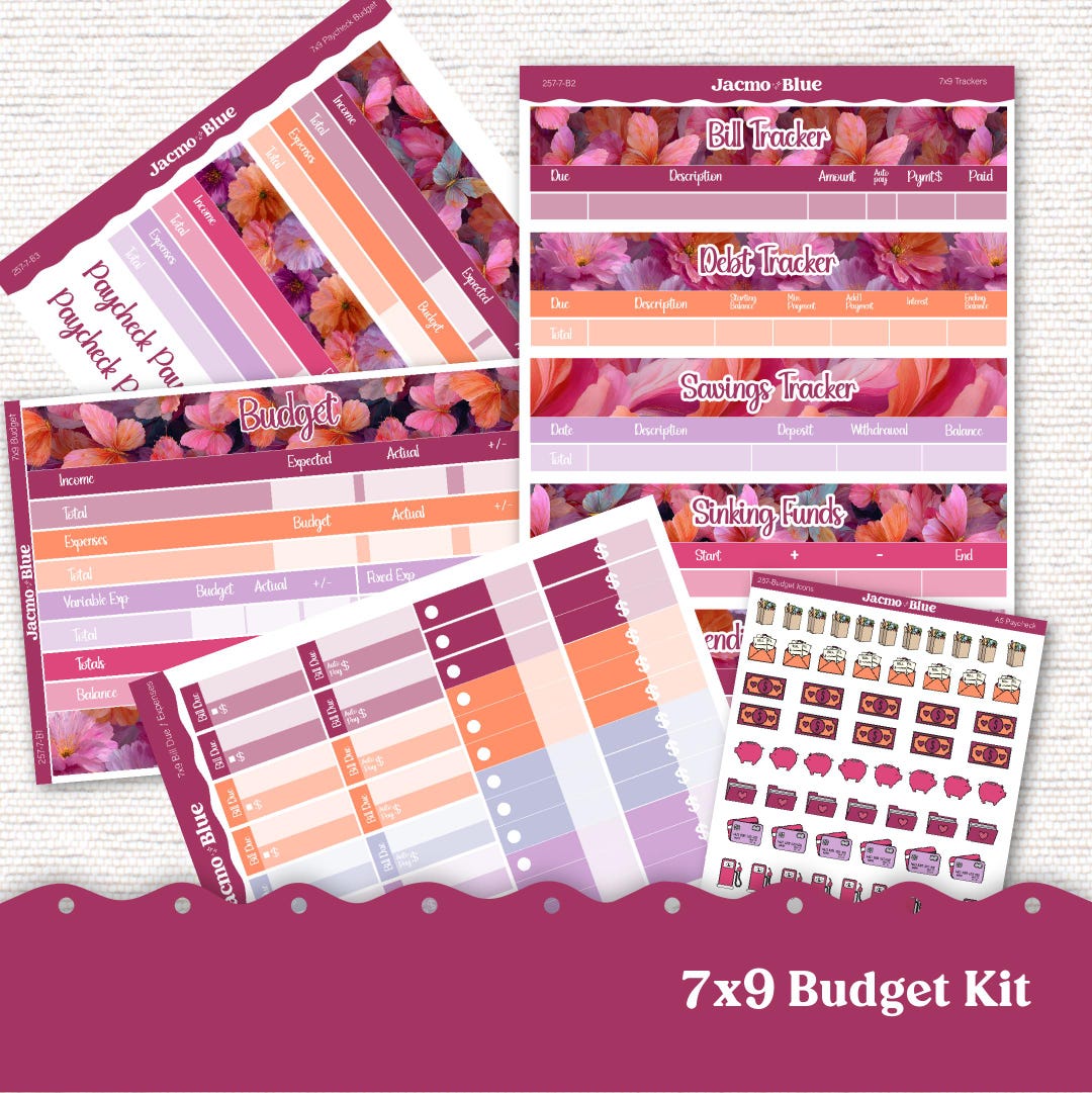 7x9 Budget Planner Sticker Kit Budget by Paycheck Trackers - Kit 257 ...