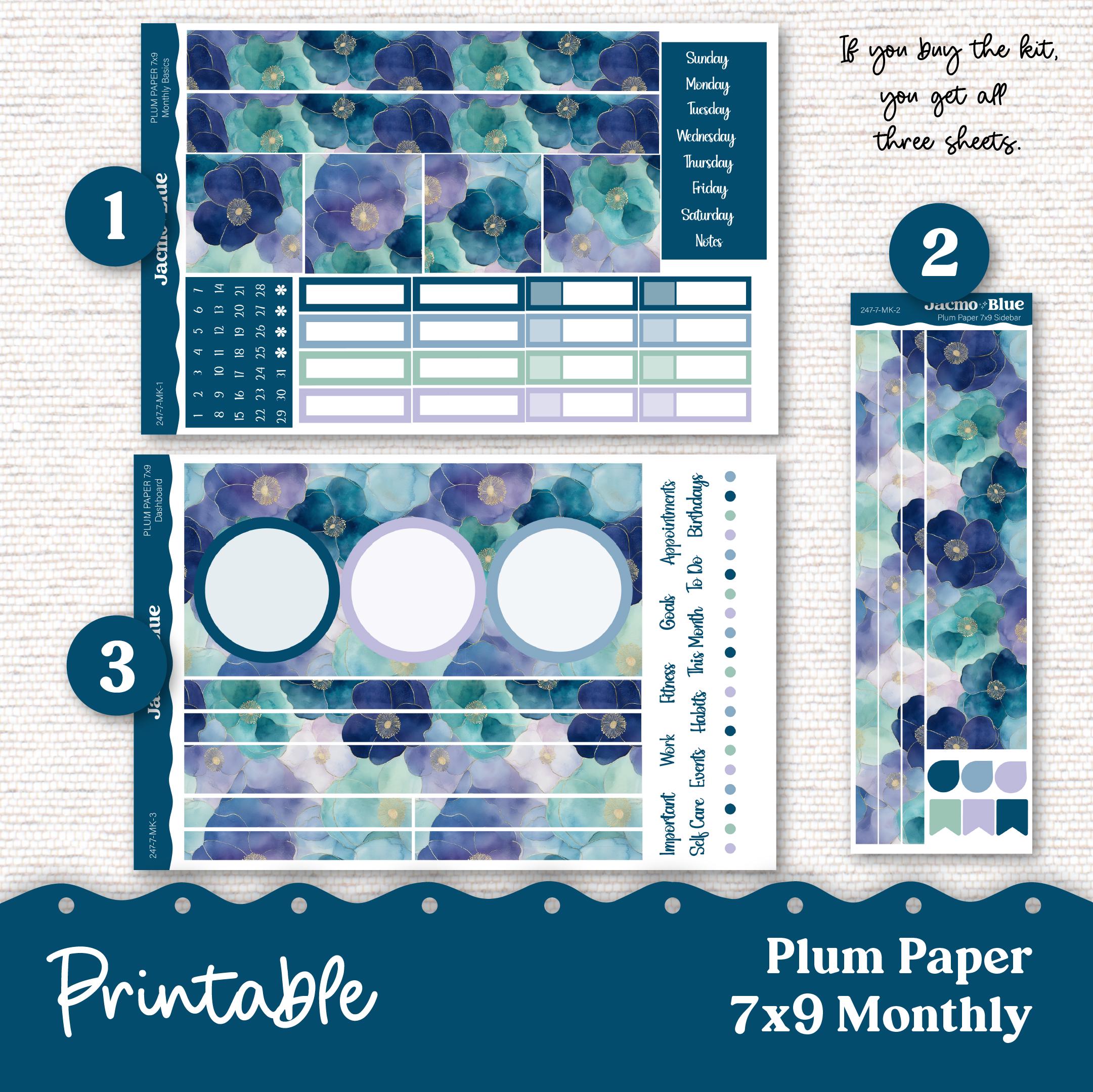Plum Paper Planner PRINTABLE Monthly Stickers 8x11 7x9 A5 Print and Cut ...