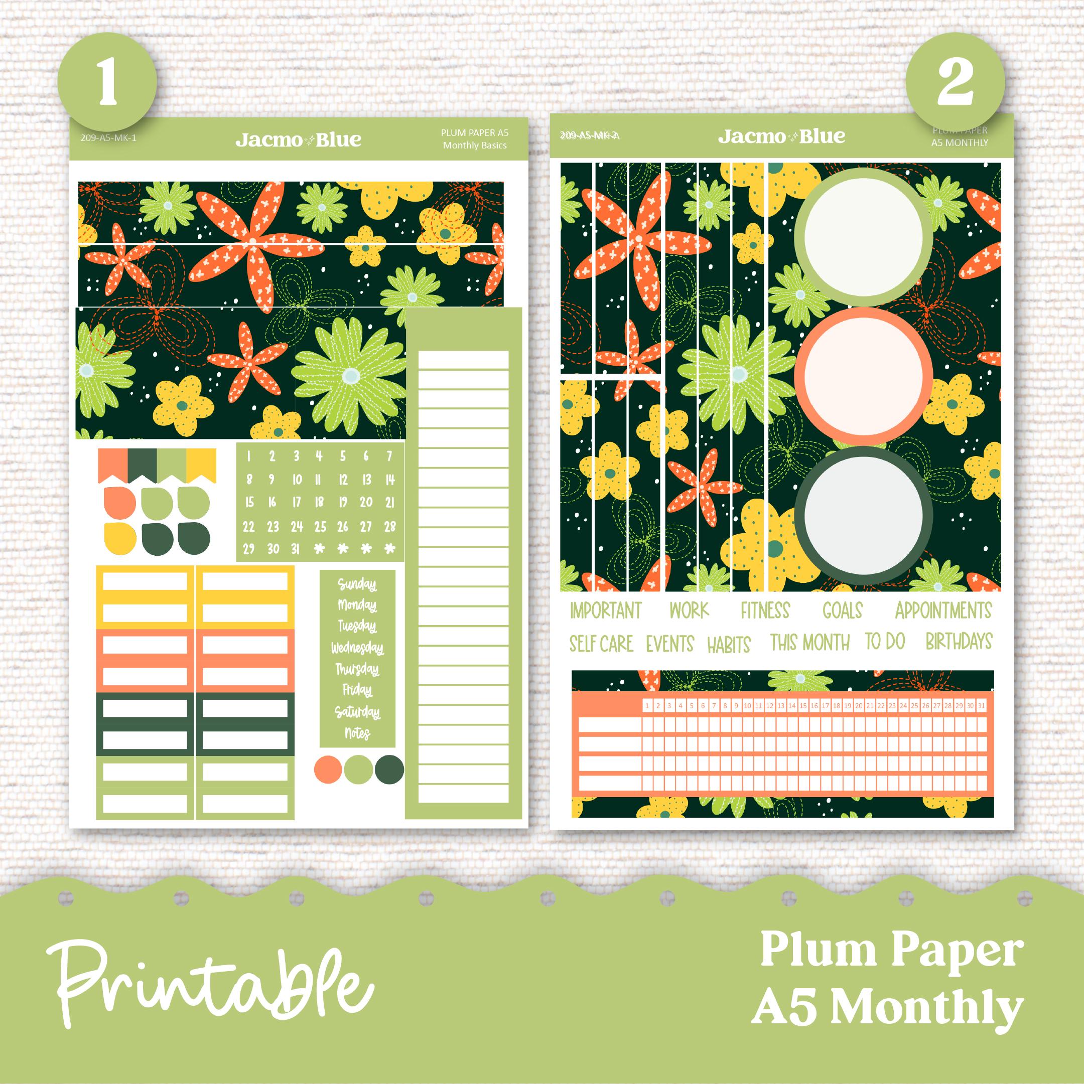 PRINTABLE September Plum Paper Planner Monthly Stickers 8x11 7x9 A5 ...