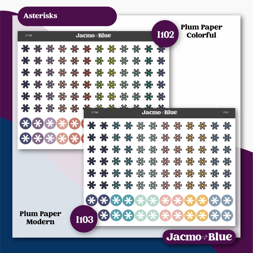 Asterisk Icons Planner Stickers for Plum Paper ECLP Hobonichi Don't ...