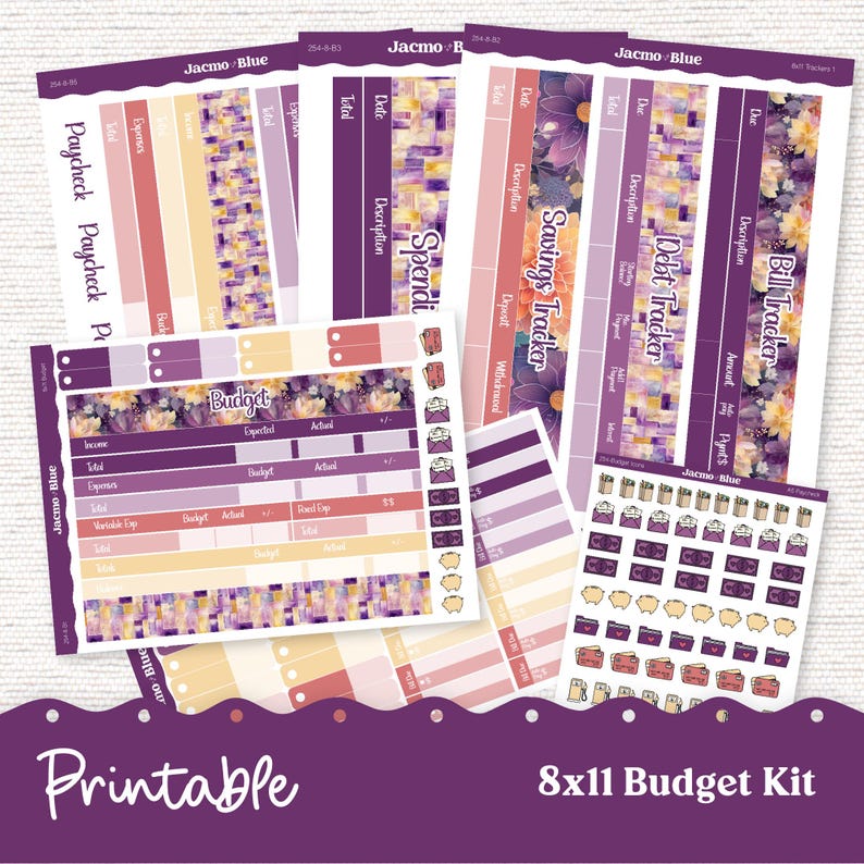 Printable 8x11 Budget Planner Sticker Kit Budget by Paycheck Trackers ...