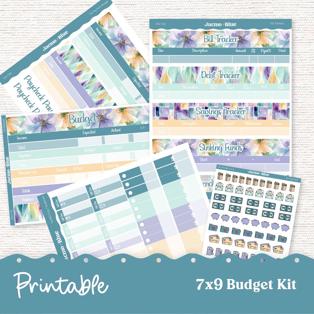 Printable 7x9 Budget Planner Sticker Kit Budget by Paycheck Trackers ...