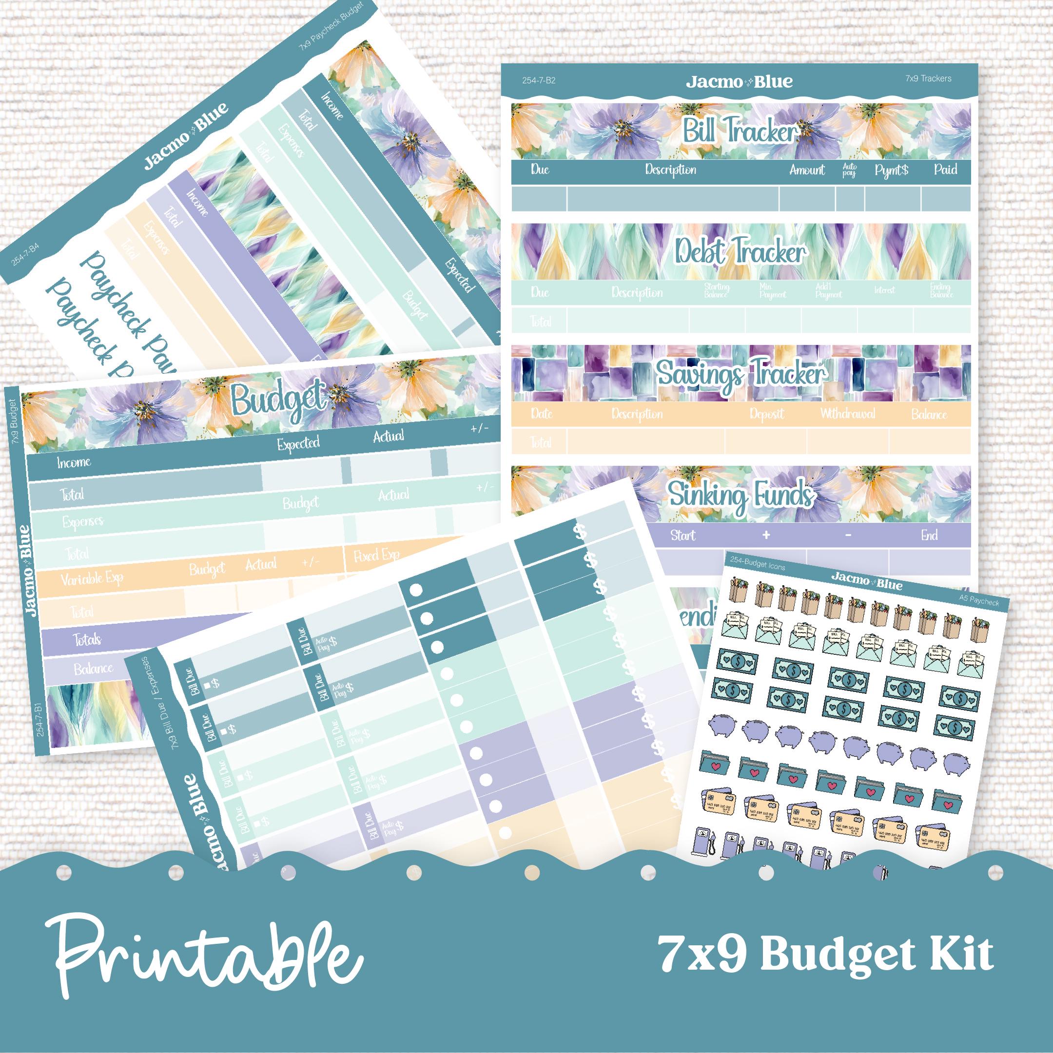 Printable 7x9 Budget Planner Sticker Kit Budget by Paycheck Trackers ...