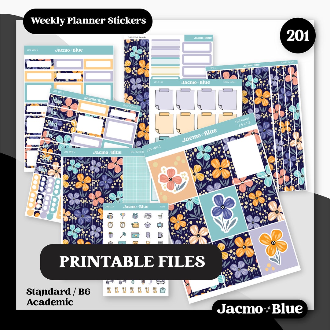 PRINTABLE Weekly Sticker Kit Standard B6 Academic Planner Stickers Erin ...