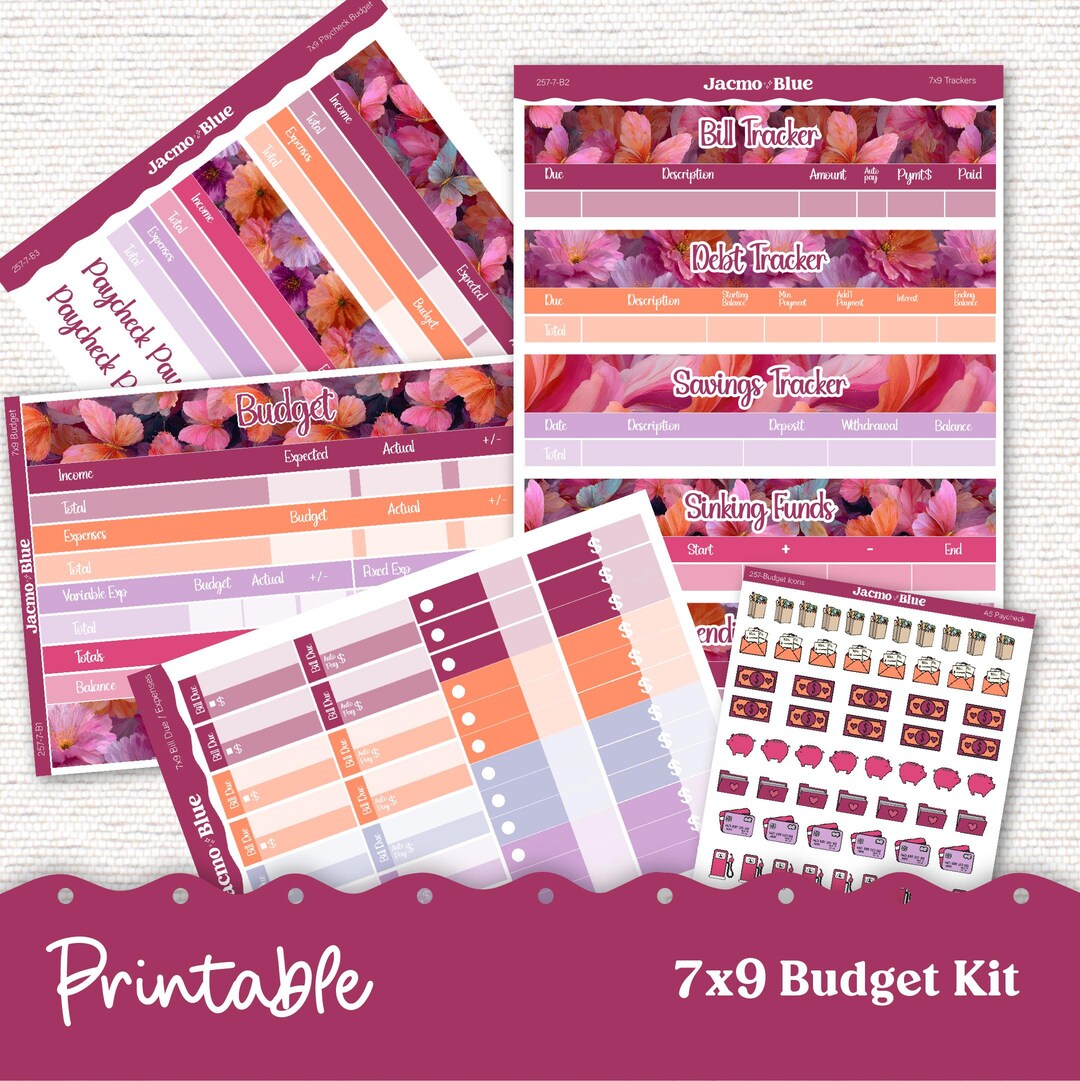 Printable 7x9 Budget Planner Sticker Kit Budget by Paycheck Trackers ...