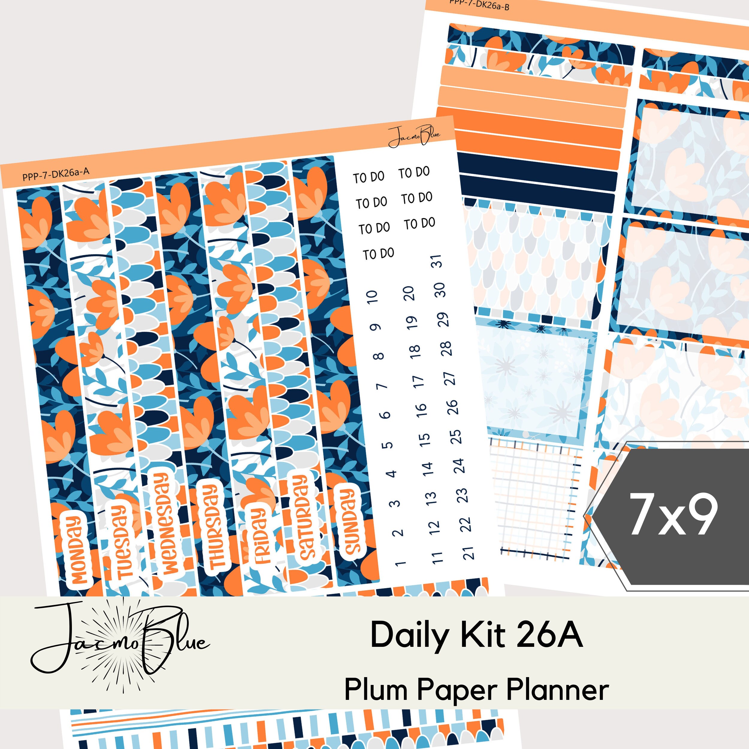 Paper & Party Supplies Paper RTS 7x9 Daily Sticker Kit sized for Plum ...