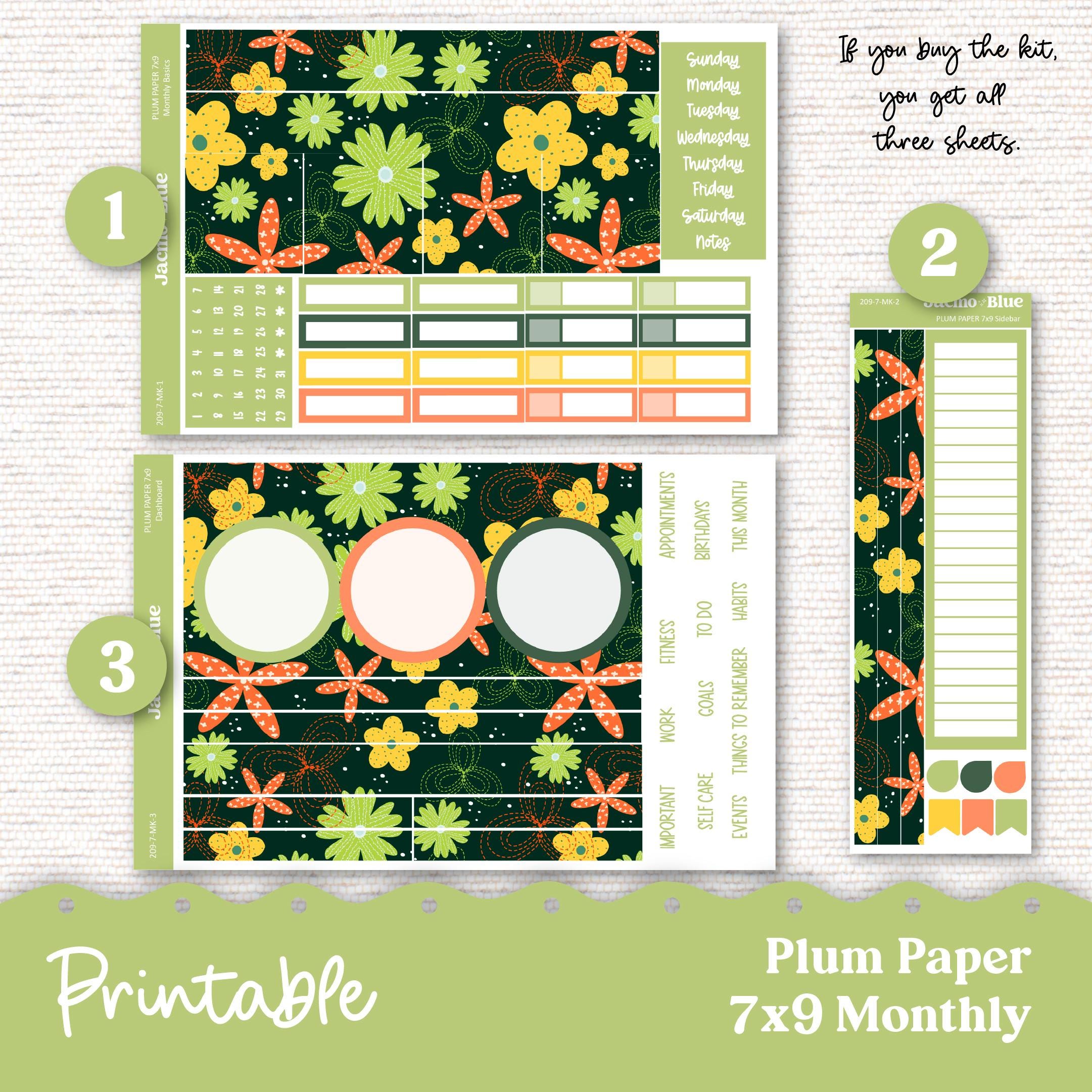PRINTABLE September Plum Paper Planner Monthly Stickers 8x11 7x9 A5 ...
