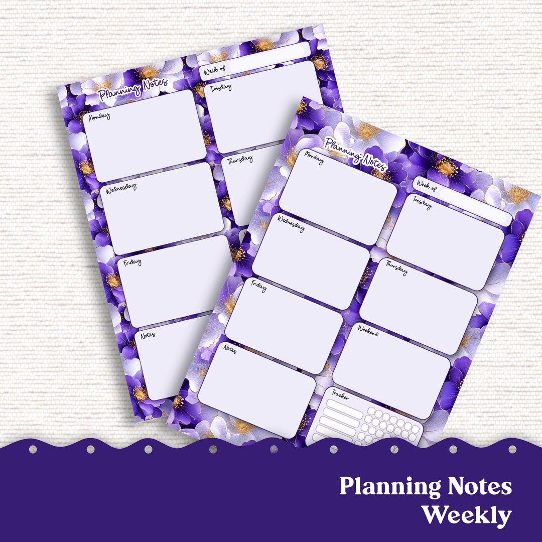 PRINTABLE Weekly Planning Sheets for Preplanning or Memory Notes Weekly ...